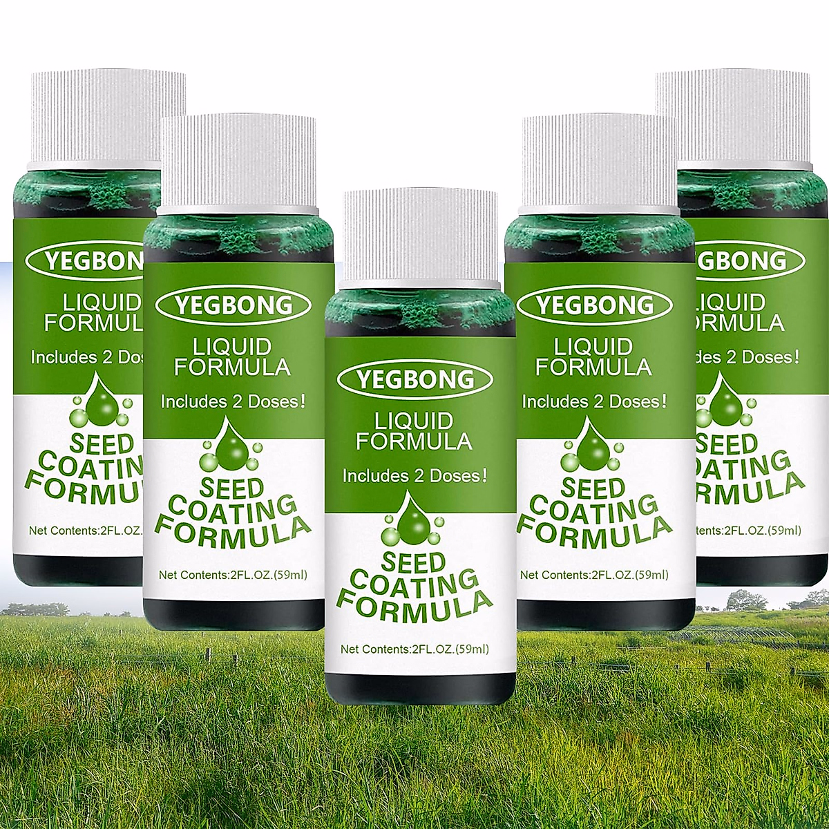 5 PCS Green Grass Lawn Spray, Greenrevive Hydroseeding Lawn Solution Grass Seed Spray,Liquid Grass Seed Spray for Lawn,Hydro Grass Seed Spray（59ml）