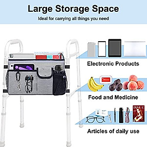 TYTCA Large Walker Bag Walker Basket Hand Free Storage Bag Folding Walker Attachment Handicap Basket Pouch for Large Capacity Organizer for Seniors Elderly (Grey)