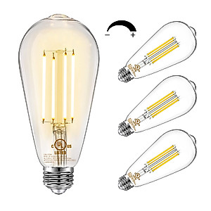 DAYBETTER 4 Pack Vintage LED Edison Bulbs, E26 Led Bulb 60W Equivalent, Dimmable Led Light Bulbs, High Brightness 800 LM Warm White 2700K, ST58 Antique LED Filament Bulbs, Clear Glass Style for Home