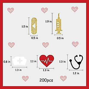 200 Pack Nurse Confetti - Nurse Party Table Decorations for Nursing Medical School Graduation Nurse Week Decor Retirement RN Party Supplies