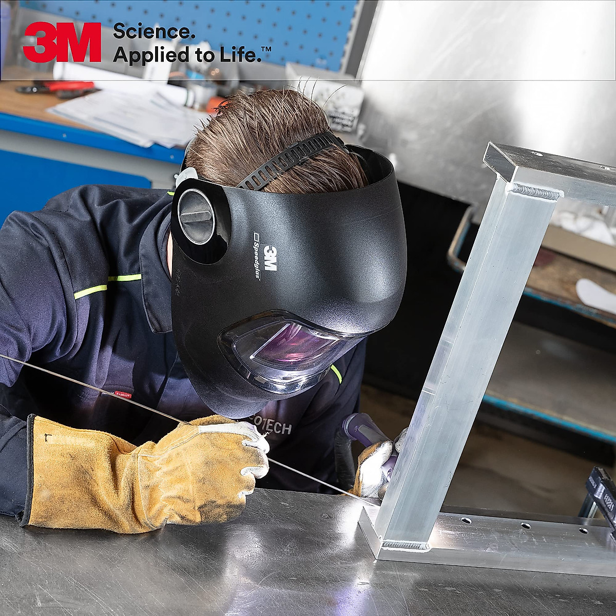3M Speedglas Welding Helmet G5-02, Auto Darkening Welding Helmet Meets ISO 16321 TIG+ Standards, Light State 2.5, Curved Wide View ADF, Bluetooth Enabled, 4 Arc Sensors, Welding Helmet Bag, Black