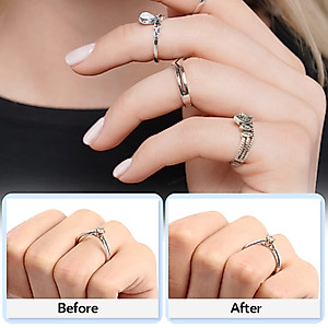 Anpro Ring Size Adjuster for Loose Rings- 118 Pcs Ring Size Adjusters Set Includes 16 Plug-in Invisible Ring Adjuster, 8 Spiral Silicone Tightener, EVA Invisible Sticker,Ring Size Measuring Tool