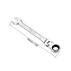 uxcell 13mm Flex-Head Ratcheting Combination Wrench Metric 72 Teeth 12 Point Ratchet Box Ended Spanner Tools, Cr-V