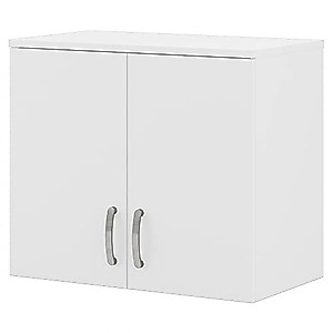 Bush Business Furniture Storage Laundry Room Wall Cabinet with Doors and Shelves, White