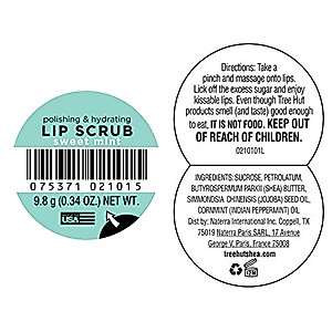 Tree Hut Sugarlips Sugar Lip Scrub, Sweet Mint, 0.34oz Jar, Shea Butter and Raw Sugar Scrub Ultra-Hydrating Lip Exfoliator, Lip Care