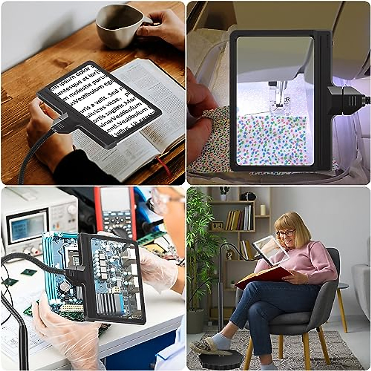 5X Floor Magnifying Glass with Light and Stand, 36 LED Dimmable Floor Magnifying Lamp, 3-in-1 Adjustable Lighted Magnifier for Reading, Sewing, Crafts, Close Work etc