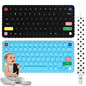 Chuya Baby Teething Toys 2 Pack Teether Toys for Babies for Baby 3-6-12-24 months, Chew Toys for Infant Newborn for Baby Keyboard Shape Silicone Teethers, Soothe Babies Sore Gums