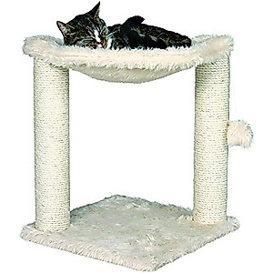 TRIXIE Baza Scratching Post with Hammock | 16" Base, Cream, Small