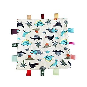 Baby Colorful Security Tag Blanket Soft Appease Towel for Newborn Toddlers(Gray Dinosaur Pattern)