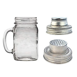 obmwang 4 Pack of Stainless Steel Mason Jar Shaker Lids Caps for Cocktail,Dredge Flour,Mix Spices,Sugar, Salt, Peppers and More or Shake Drinks Cocktail--Fits Any Regular Mouth Mason Jar Canning Jar
