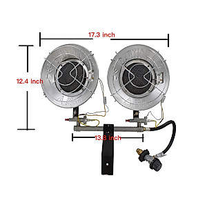 AWSINE 30,000 BTU Double Tank Top Outdoor Propane Heater Double Burner Safety Shut-Off Valve & Tip-Over Switch (Propane Cylinder not Included)