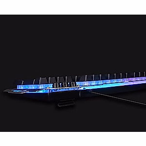 MUMUJJ Computer Gaming Mechanical Keyboard, 7-Color Rainbow Backlit Effect, with Mobile Phone Holder, Multimedia Shortcuts, Black