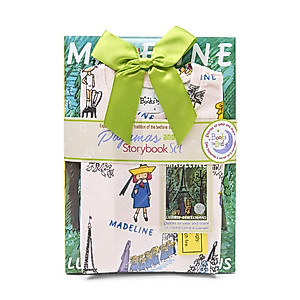 Books to Bed Girl's Book and Long Sleeve Printed Pajama Set, Madeline, 4 Years