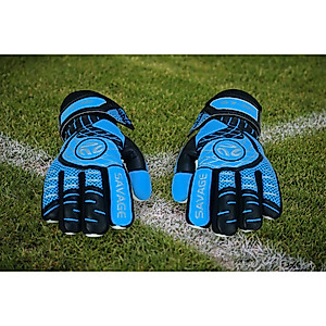 K-LO Goalkeeper Gloves: Savage Rise Soccer Goalie Gloves - Blue Size 8 (Unisex, Youth, Kids & Adult) - Fingersaves for Protection | Strong Grip Palm
