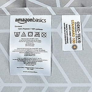 Amazon Basics Microfiber Grey Herringbone Printed Pattern Bathroom Shower Curtain - Grey Herringbone, 72 Inch