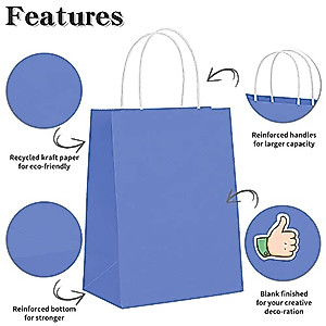 HaiQuan Blue Gift Bags 50Pcs 8 x 4.75 x 10 inchs Paper Gift Bags Medium Size Paper Gift Bags Bulk for Shopping, Packaging, Wedding, Retail, Party, Recycled（BLUE）
