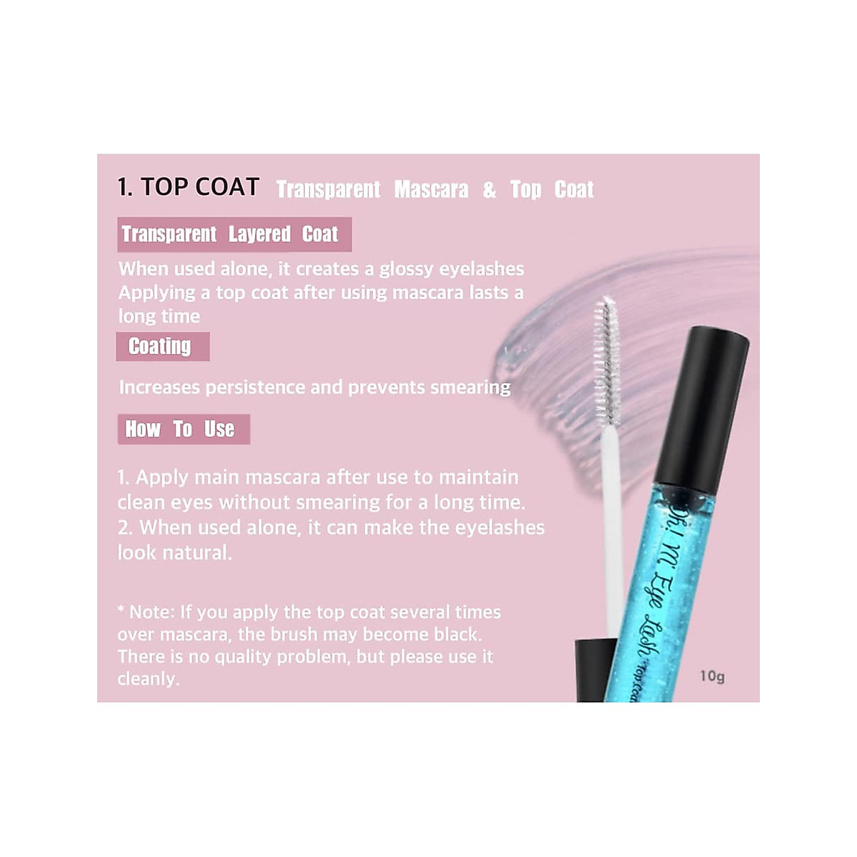 ETUDE Oh My Lash #1 Top Coat - Transparent Layered Coat that Protects your Mascara for Perfect Eyelashes