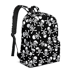 Ridzorgt Skull and Bones Backpack - Multi-Pocket Bookbag Travel Book Bags Casual Daypack Durable Lightweight Bag for Laptop