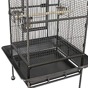 Nova Microdermabrasion 68-Inch Height Wrought Iron Standing Large Play Top Bird Cage for African Grey Small Quaker Parrot Cockatiel Sun Parakeet Green Cheek Conure Dove Budgie Lovebird