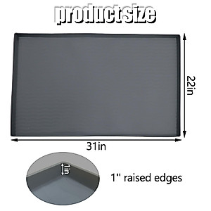 AUMAYCO Under Sink Mat for Kitchen Cabinet Silicone Waterproof 31'' x 22'', Under Sink Tray for Drips, Leaks, Spills, Unique Design Cabinet Protector Mats for Kitchen & Bathroom, Dark Grey