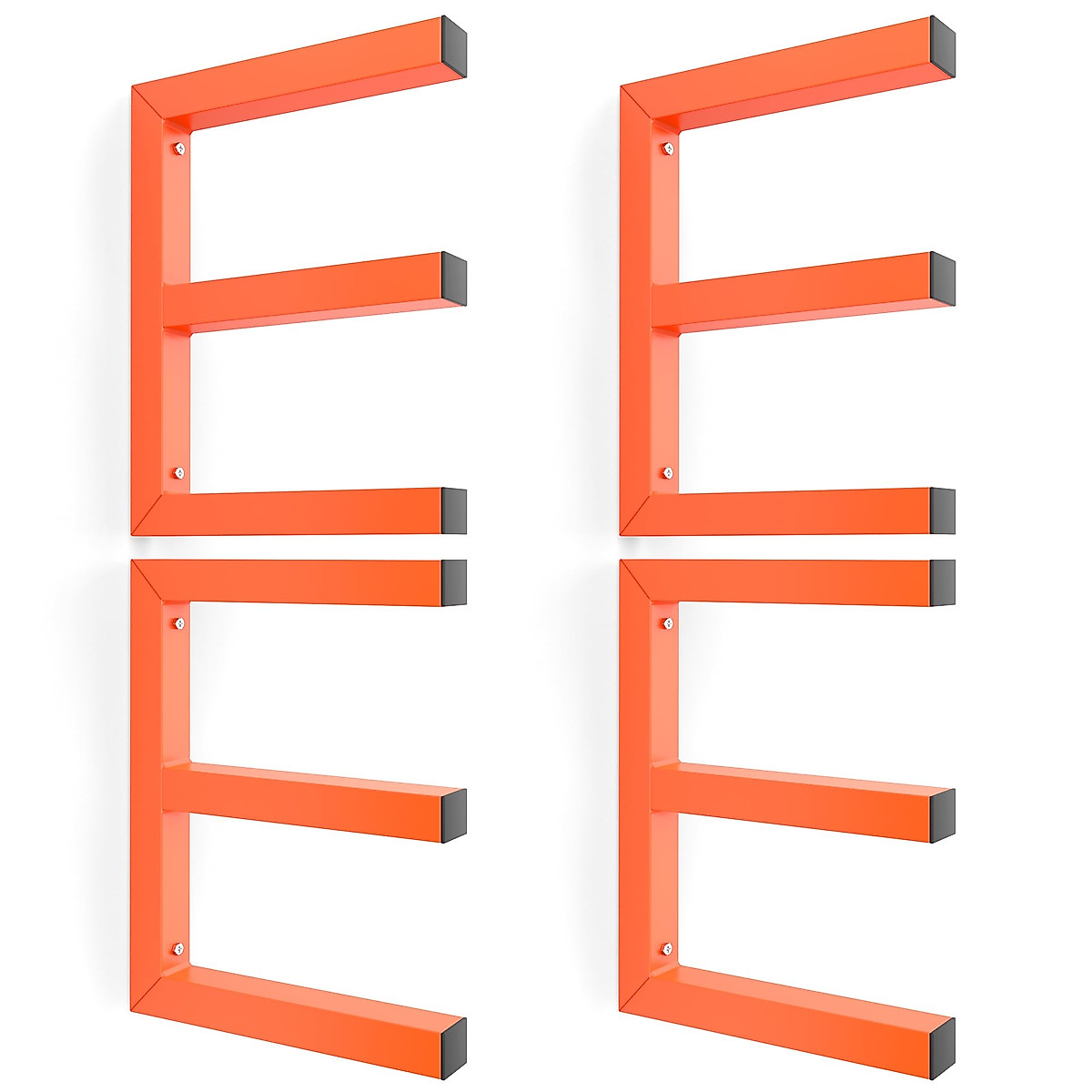 Ultrawall Lumber Storage Rack Wall Mount Wood Storage Racks, Metal Wood Organizer Racks for Shed, Workshop, Garage, Holds Up 220 LBS Per Level (Pack of 4, Orange)