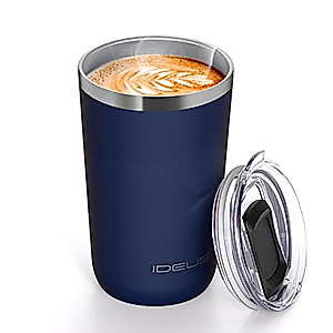 Ideus 20 oz Tumbler, Travel Coffee Mug with Splash Proof Sliding Lid, Double Wall Stainless Steel Vacuum Insulated Coffee Mug for Home and Office, Keep Beverages Hot or Cold, Navy blue
