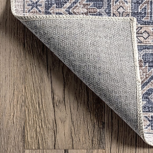 nuLOOM Finley Machine Washable Vintage Distressed Ultra Thin Area Rug, 5' x 8', Grey