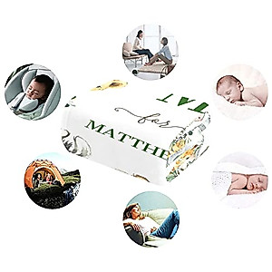 Personalized Baby Blanket for Boy Girls Custom Girl Blankets with Name Customized Nursery Blanket with Name Personalized Elephant Unisex Baby Blankets Custom Receiving Blanket for Boy 30x40 Inch