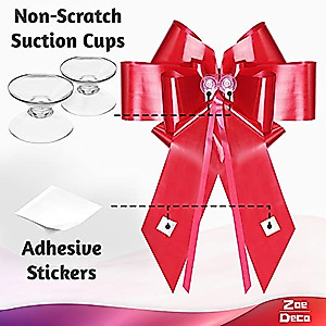 Zoe Deco Big Car Bow (Red, 23 inch), Gift Bows, Giant Bow for Car, Birthday Bow, Huge Car Bow, Car Bows, Big Red Bow, Bow for Gifts, Christmas Bows for Cars, Gift Wrapping, Big Gift Bow