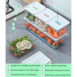 MineSign 6 Pack Stackable Fridge Organizers and Storage Clear Refrigerator Organizer Bins With Vented Lids And Drainer Plastic Container for Fruit Lettuce Produce Saver Keeper for Freezer Kitchen
