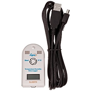 Supco SL400TH Mini Data Logger with LCD Display, Temperature, Humidity and Dew Point, 3" Length x 1-19/32" width x 19/32" Height