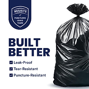 Plasticplace 55 gallon Trash Bags │ 1.2 Mil │ Black Heavy Duty Garbage Can Liners │ 38” x 58”