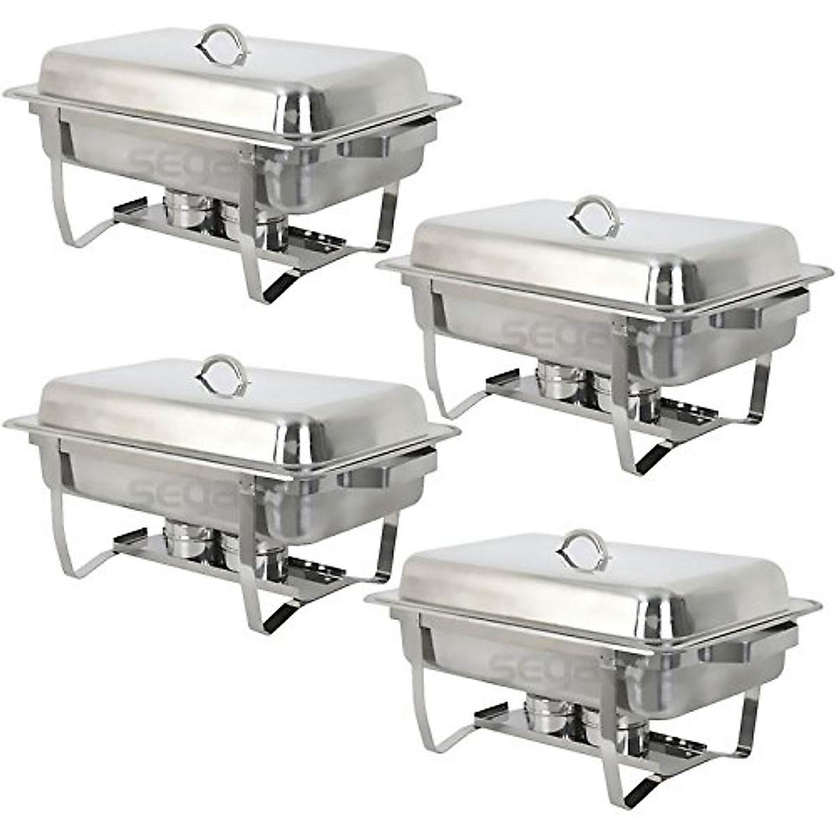 Elegant Design Durable Frame 4 PACK CATERING STAINLESS STEEL Welded CHAFER CHAFING DISH SET 8 Quart PARTY PACK Buffets, Hotel Breakfast Area, Brunches, Wedding Banquets Mirror Dripless Water Pan