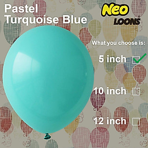 Neo LOONS® 100 pcs 5" Pastel Turquoise Blue Premium Latex Balloons - Great for Kids, Adult Birthdays, Weddings, Receptions, Baby Showers, Water Fights, or Any Celebration