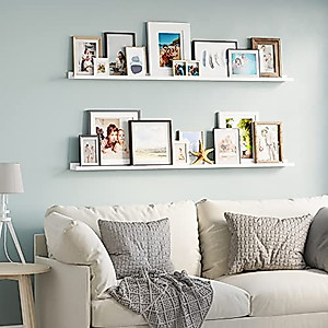 You Have Space Lagos Long Picture Ledge Floating Shelves for Living Room Decor, Kitchen, Bedroom, Kids Room, Nursery Bookshelf Set of 2 White 60"