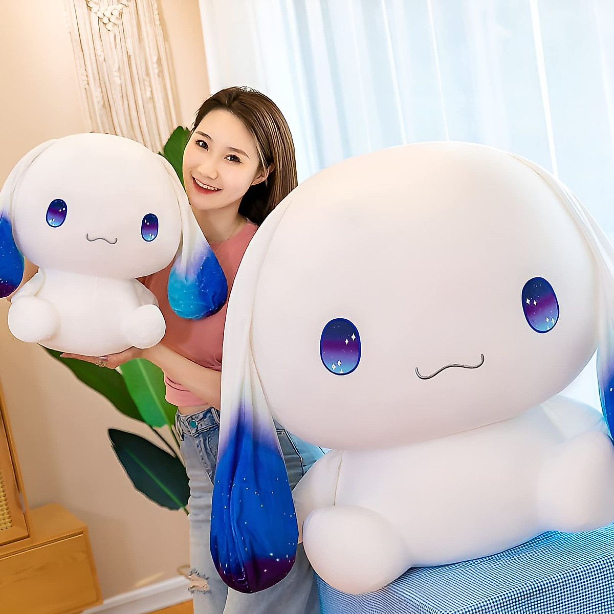 OULV Cute Plushies Dog Stuffed Animals Big Ear White Plush Toy Hugging Animal Soft Gift Accompany for Boy Girls Kids Birthdays Christmas, Body Pillow (11.8inch)…