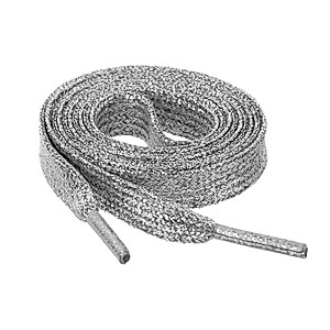 Allegra K Glitter Shiny Metallic Sparkling Shimmery Flat Sneakers Shoelace Shoe Laces Strings 110cm/43.31" Silver
