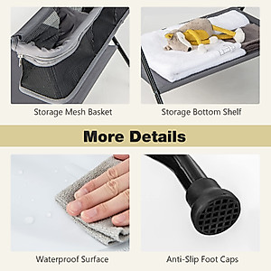 INFANS Baby Changing Table, Folding Diaper Station Portable Nursery Organizer with Safety Belt and Large Storage Racks for Newborn Baby and Infant (Grey)