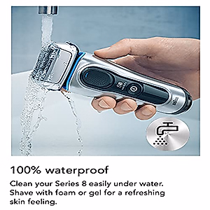 Braun Series 8 8330s Next Generation, Electric Shaver for Men, Rechargeable and Cordless Razor, Silver, Fabric Travel Case, Wet and Dry, Foil Shaver