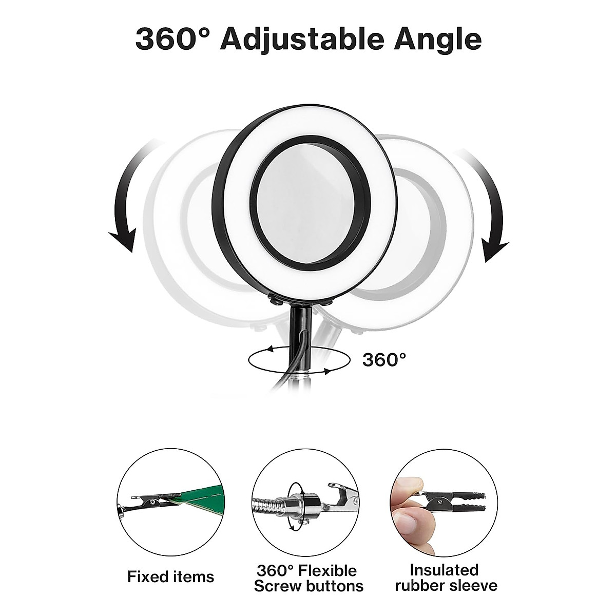 Helping Hands Soldering Station, Third Hand Soldering Tool with 3X Magnifying Glass Dimmable LED, Flexible Helping Hands Soldering with 4 Flexible for Welding Repair Hobby DIY
