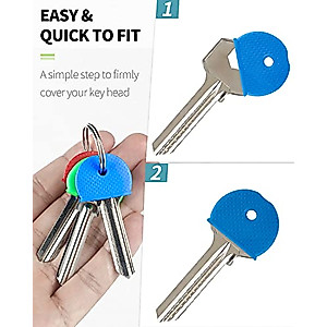 Uniclife 32 Pcs Key Cap Covers 1 Inch Key Head Protectors Soft Flexible Key Identifiers for Standard Regular Thin Flat House Keys (Not Suitable for Odd-Shaped Keys), 8 Colors