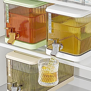 Large Capacity Summer Household Thickened,Frigerator Cold Kettle,Environmental & Reusable Cold Water Bottle With Faucet Fruit Teapot Lemonade Bucket (Green)