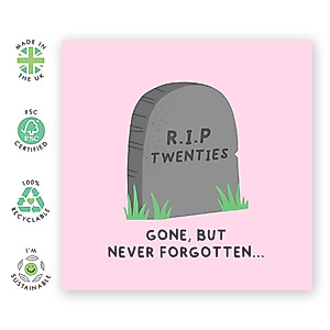 CENTRAL 23 30th Birthday Card - 'RIP Twenties' - Funny Birthday Cards for Women Men Age 30 - Daughter Granddaughter - Him Her - 30 Year Old - Comes With Fun Stickers