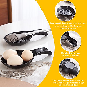 Kyraton Spoon Rest 4 Pack, Plastic Spoon Holder For Kitchen Counter, Kitchen Utensil Rack For Spoons, Tongs, Spatulas, Spoon Rack For Hob, Dishwasher Safe