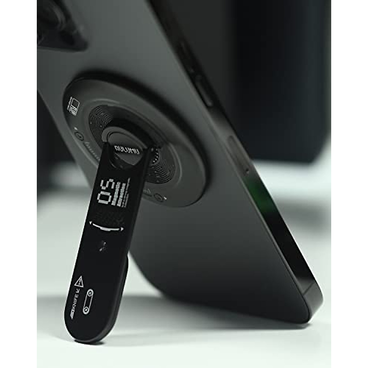Aulumu G05 [4-in-1] Mag Safe Phone Grip [2023 Unique Design], Removable 360° Adjustable Phone Kickstand with Box Opener, Compatible with iPhone 14&13&12 Series (Black)