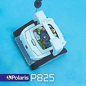 Polaris P825 Sport Robotic Pool Cleaner, Automatic Vacuum for InGround Pools up to 40ft, Wall Climbing Vac w/ Strong Suction & Easy Access Transparent Lid