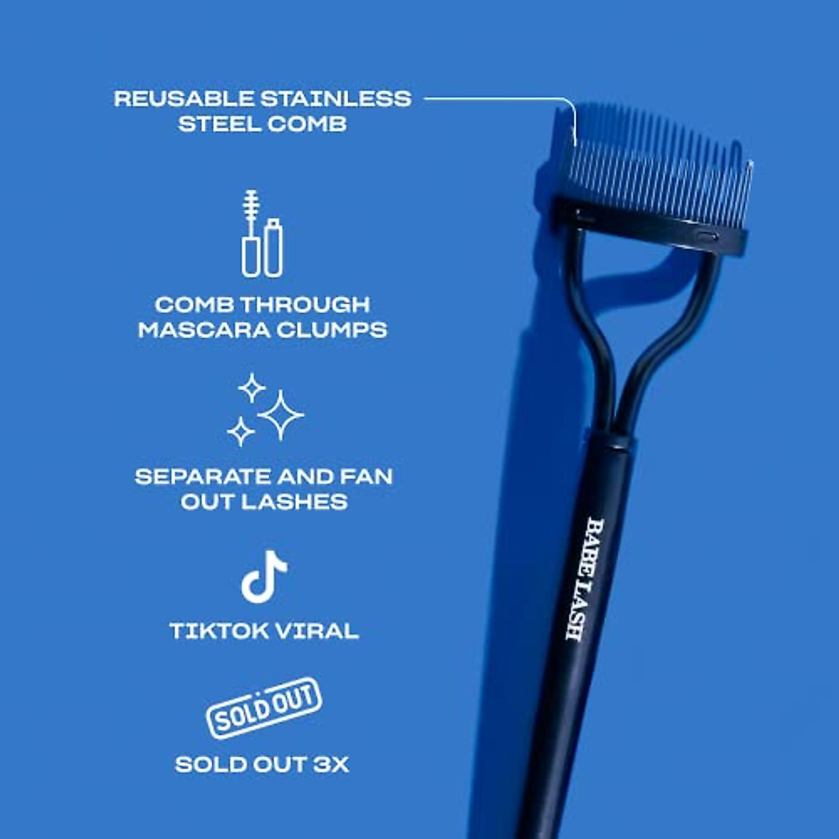 Babe Original Pro Eyelash Separator, Removes Clumps on Mascara, Reusable Stainless Steel Lash Comb for Cleaning Lashes