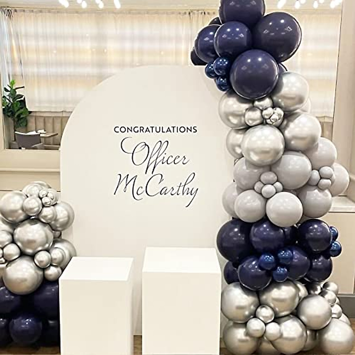 Orgnafey Night Blue and Ice Silk Blue Balloons Garland Kit 134PCS Navy Blue Metallic Silver 18-10-5 inch Balloon Arch For Birthday Graduation Anniversary Baby Shower Wedding Party DIY Decorations