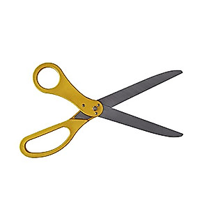 Golden Openings 25 Inch 2 Foot Giant Grand Opening Ceremonial Ribbon Cutting Real Big Scissors Gold Handle Silver Blade
