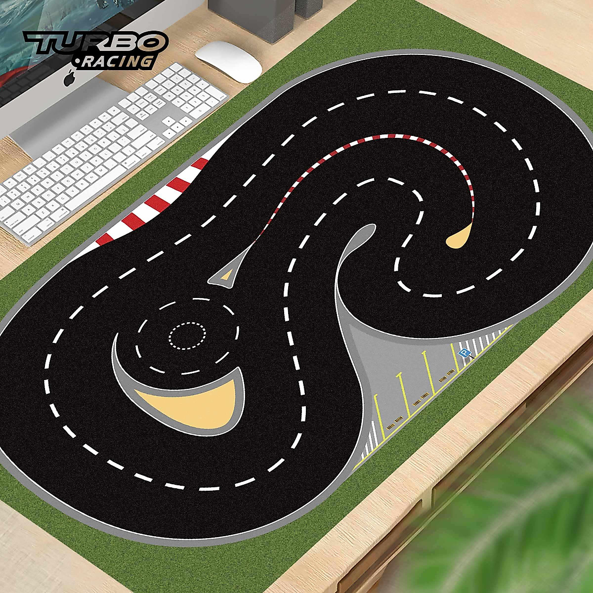 CALLPHA Race Track Scene Mat Vehicles Model Turbo Racing 1/76 Mini RC Car Parts Plastic Rubber Race Track (90 * 60cm)